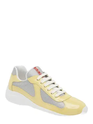 Prada Prada America’s Cup Leather Sneakers Limone/argento
