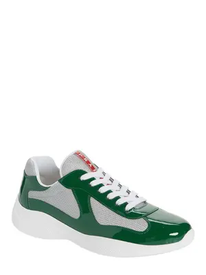 Prada Prada America’s Cup Leather Sneakers Mango/ Green