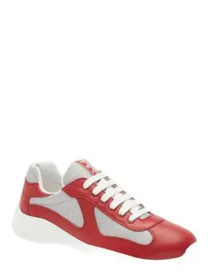 Prada Prada America’s Cup Leather Sneakers Scarlatto/argento