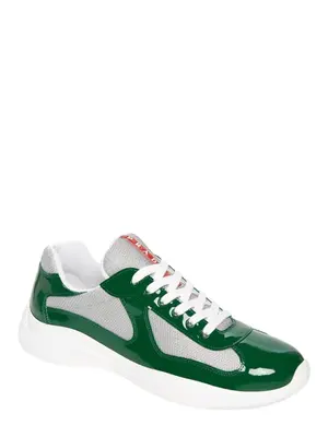 Prada Prada America’s Cup Leather Sneakers Verde/argento