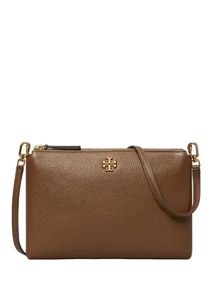 Tory Burch Tory Burch Mercer Pebbled Zip Crossbody Bag Fudge
