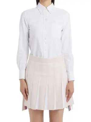 Thom Browne Classic Point Collar Long Sleeve Blouse - White