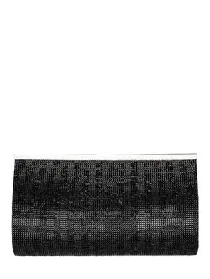 Nina Crystal Frame Clutch - Black