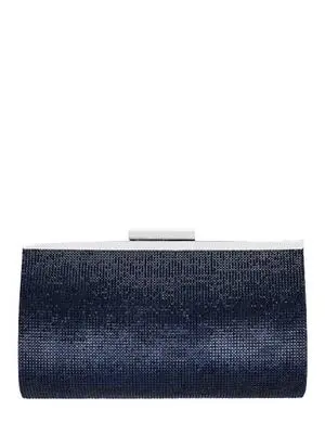 Nina Crystal Frame Clutch - Navy