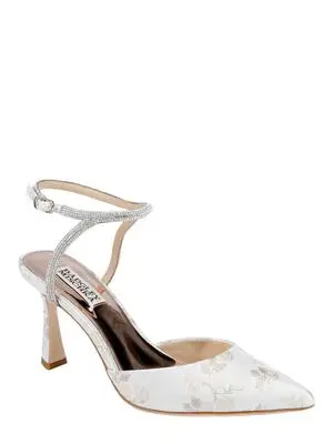 Badgley Mischka Kamilah Ankle Strap Pump - Ivory Jacquard