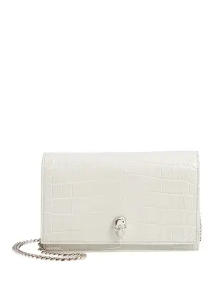 Alexander McQueen Alexander McQueen Mini Skull Croc-Embossed Shoulder Bag New Bone