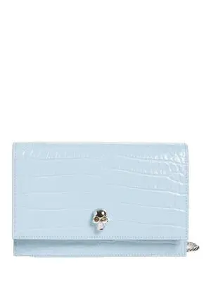 Alexander McQueen Alexander McQueen Mini Skull Croc-Embossed Shoulder Bag Shirting Blue