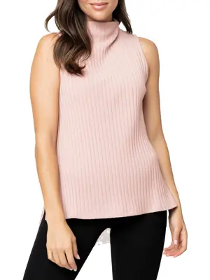 GIBSONLOOK GIBSONLOOK Ribbed High-Low Mock Neck Tunic Tank Bellini