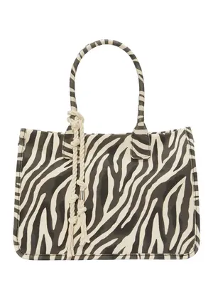 Vince Camuto Vince Camuto Orla Canvas Tote Black White