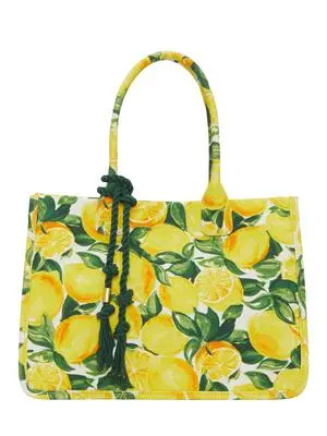 Vince Camuto Vince Camuto Orla Canvas Tote Medium Yellow Lemons