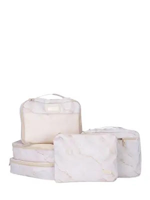 CALPAK 5-Piece Packing Cube Set Gold Marble
