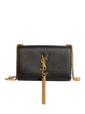 Saint Laurent Small Kate Textured Suede Shoulder Bag - Noir