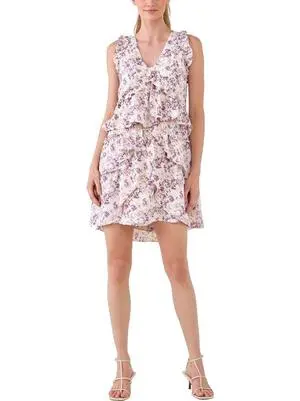 Endless Rose Floral Ruffle Mini Dress - Beige