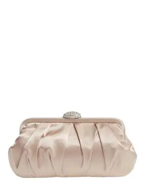 Nina Concord Pleated Satin Frame Clutch - Champagne Satin
