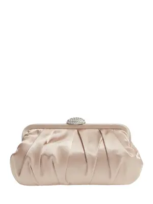 Nina Nina Concord Pleated Satin Frame Clutch Champagne