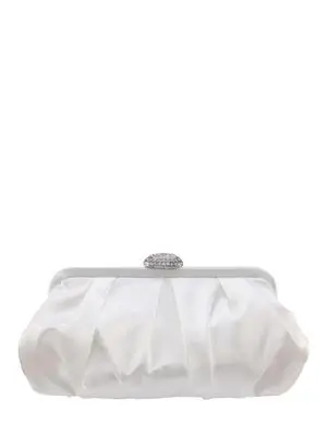 Nina Concord Pleated Satin Frame Clutch - Ivory