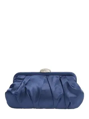 Nina Concord Pleated Satin Frame Clutch - Navy
