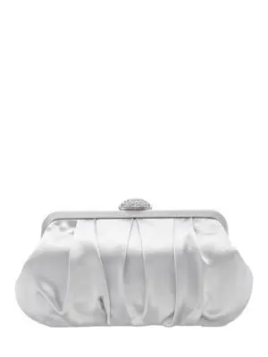 Nina Concord Pleated Satin Frame Clutch - New Silver