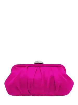 Nina Nina Concord Pleated Satin Frame Clutch Parfait Pink