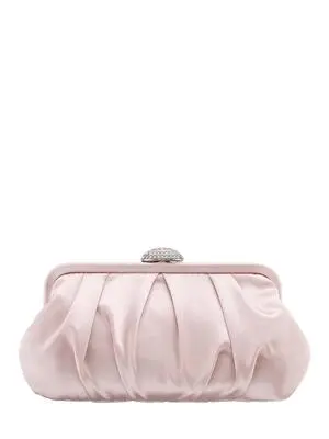 Nina Concord Pleated Satin Frame Clutch - Pearl Rose