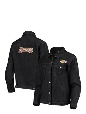 THE WILD COLLECTIVE Los Angeles Lakers Patch Denim Jacket - Black