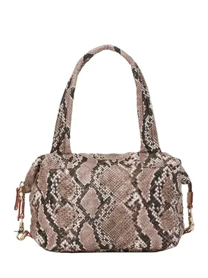 Mz Wallace Medium Sutton Quilted Shoulder Bag Brown Snake