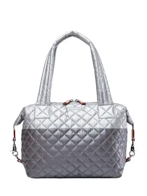 Mz Wallace Medium Sutton Quilted Shoulder Bag Tin/ Steel Metallic