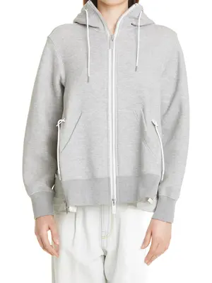 Sacai Ma-1 Side Gusset Sponge Hoodie Light Greydnu