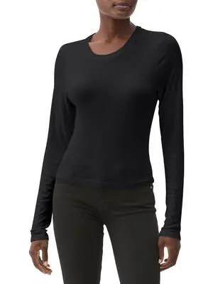 Michael Stars Finn Rib Crewneck Top - Black