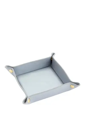 ROYCE NEW YORK Leather Valet Tray - Silver