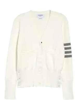 THOM BROWNE Thom Browne Milano Stitch V-Neck 4-Bar Cardigan