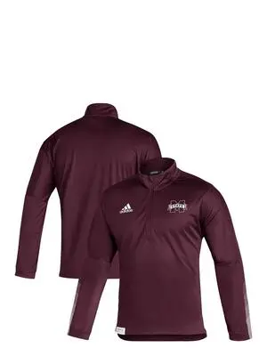 Adidas Mississippi State Bulldogs 2021 Sideline Primeblue Quarter-zip Jacket - Maroon