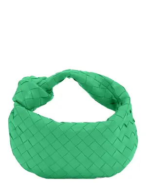 Bottega Veneta Mini Jodie Intrecciato Leather Top Handle Bag Grass/ Silver