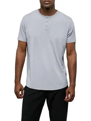 CUTS Ao Curved Hem Short Sleeve Henley - Cashmere Grey