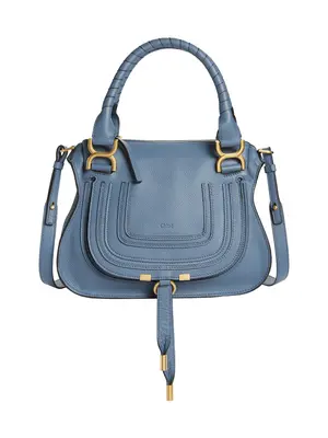 Chloé Small Marcie Leather Satchel Graphite Navy