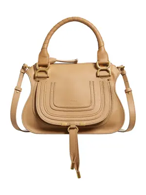 Chloé Small Marcie Leather Satchel Milky Brown 281