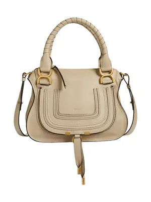 Chloé Small Marcie Leather Satchel Root Beige