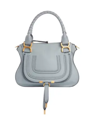 Chloé Small Marcie Leather Satchel Storm Blue 41a