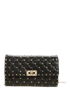 Valentino Garavani Rockstud Matelassé Quilted Leather Crossbody Bag - Black