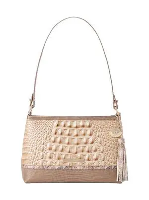 Brahmin Brahmin Lorelei Croc Embossed Leather Shoulder Bag Beige Multi