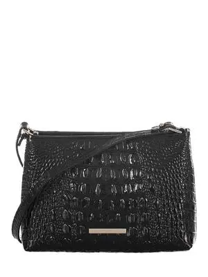 Brahmin Lorelei Croc-embossed Leather Shoulder Bag - Black