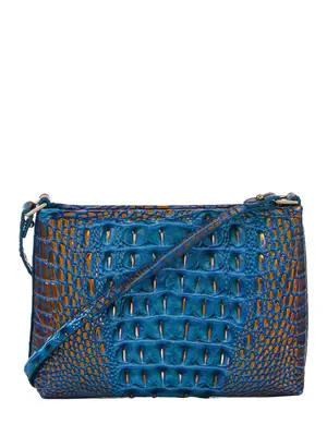 Brahmin Brahmin Lorelei Croc Embossed Leather Shoulder Bag Deep Azure