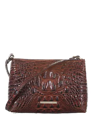Brahmin Lorelei Croc-embossed Leather Shoulder Bag - Pecan