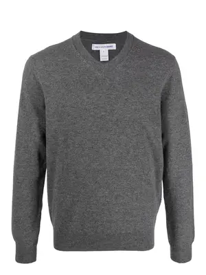 Comme Des Garçons V-neck Fine-knit Jumper - Grey