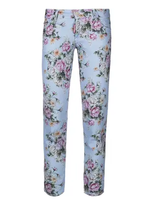 Dsquared2 Floral Print Skinny Trousers - Blue