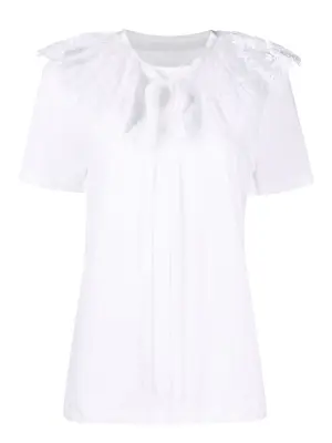 Patou Detachable Lace-collar T-shirt - White