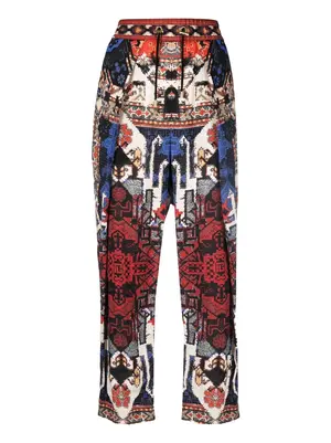 Balmain Abstract Pattern Cropped Trousers - Red