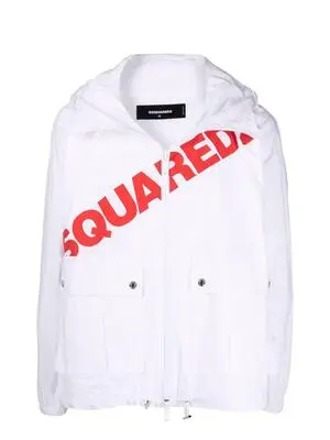 Dsquared2 Logo-print Cargo-pocket Hoodie - White
