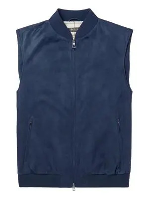 Loro Piana Wool-blend Trimmed Suede Vest - Blue