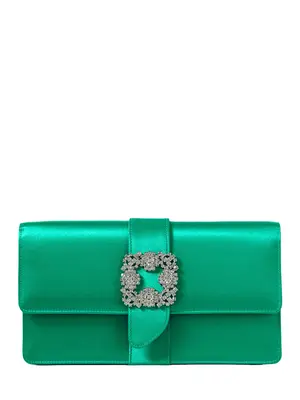 Manolo Blahnik Capri Crystal-embellished Clutch - Green